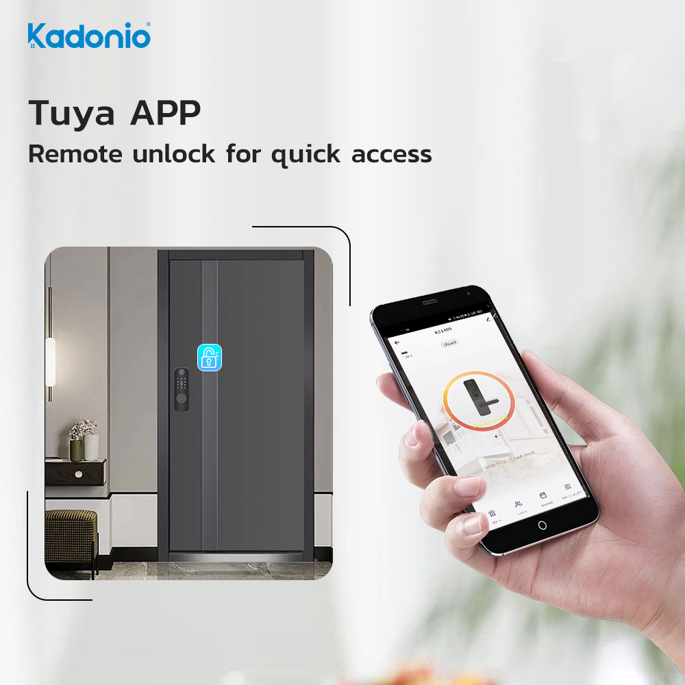 Kadonio Smart Gate Lock | Tuya WiFi, Fingerprint & Keypad