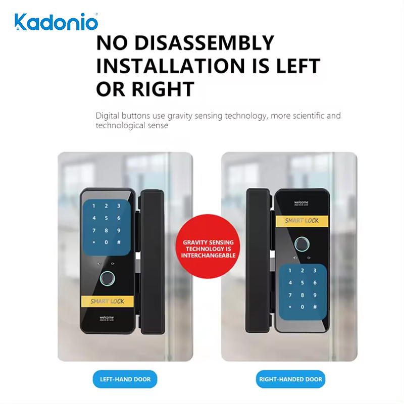 Kadonio Smart Glass Door Lock | Sliding, Mortise & Key Access