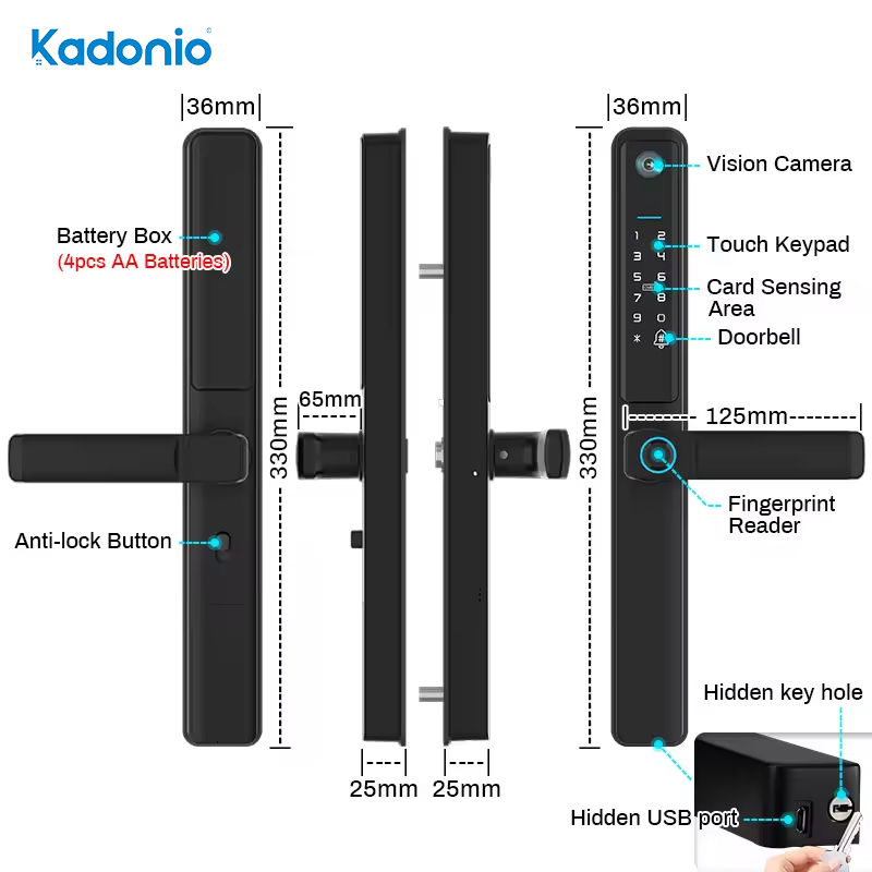 Kadonio Keyless Smart Lock | Fingerprint, Keypad & Camera