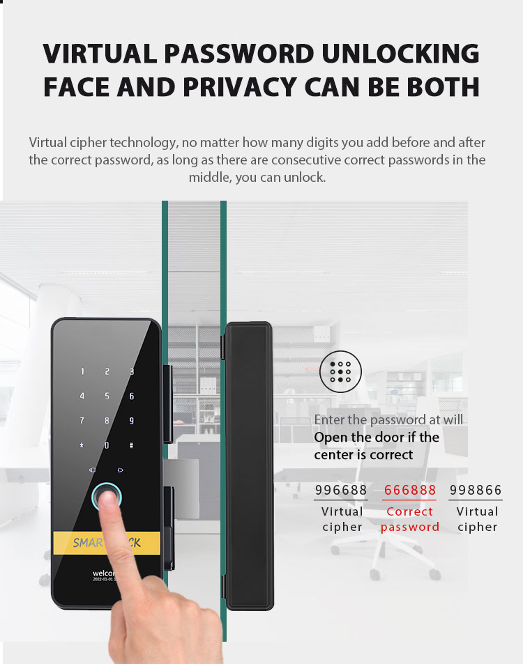 Kadonio Smart Glass Door Lock | Sliding, Mortise & Key Access