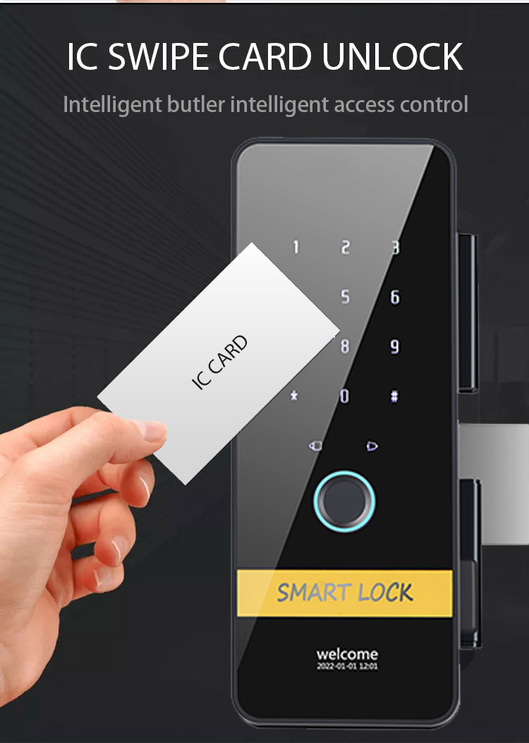 Kadonio Smart Glass Door Lock | Sliding, Mortise & Key Access